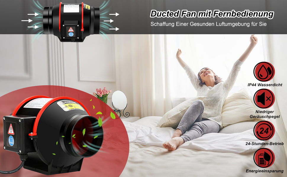 Daromigo Rauchabzug Rohrventilator 150mm, Inline-Kanalventilator mit Fernsteuerung, 220V Leise ...