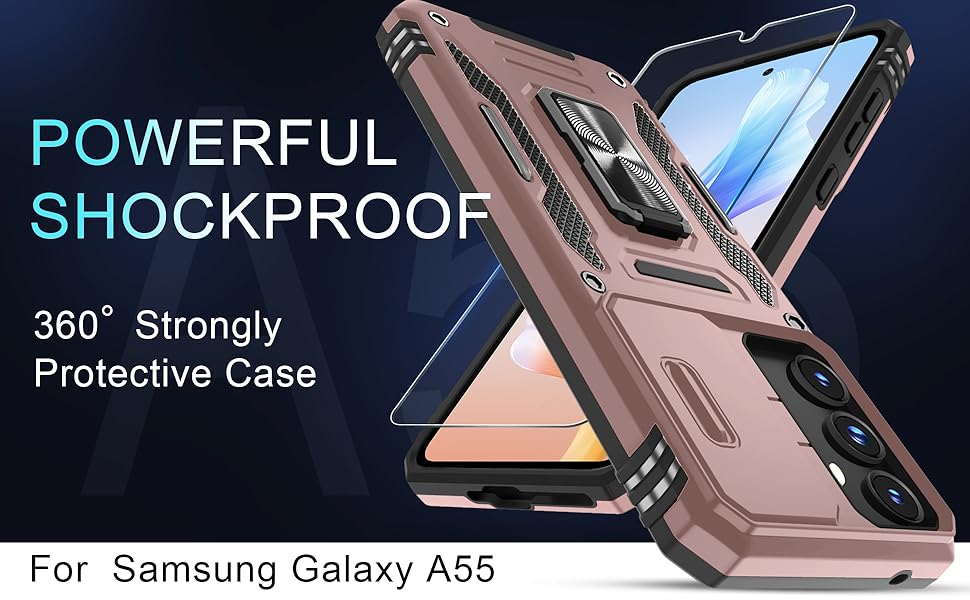 Amazon.com: DEERLAMN for Samsung Galaxy A35/A55 5G Case with Slide Camera Cover+Screen Protector ...