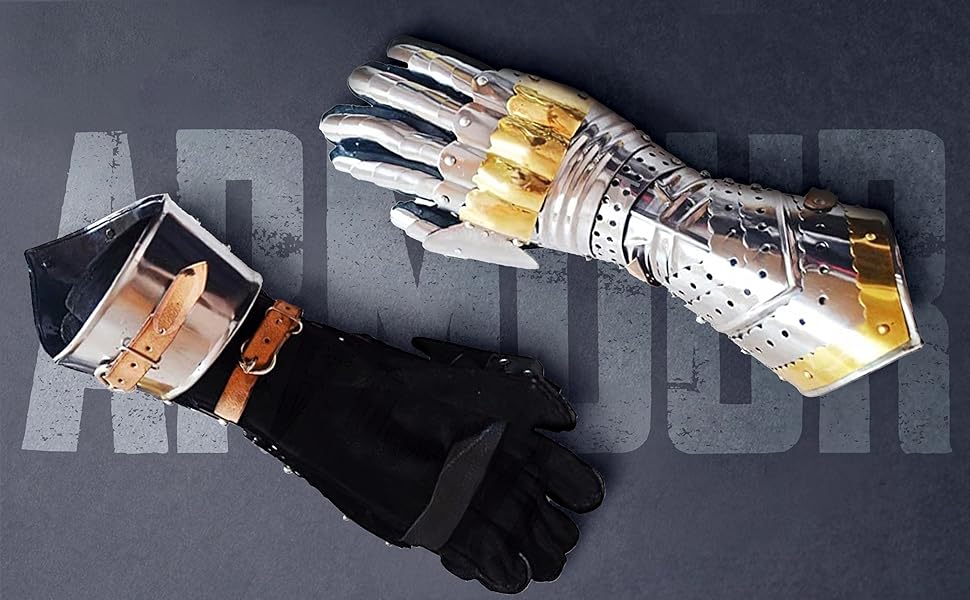 Amazon.com: Queen Armour Medieval Articulated Gauntlets Gloves with ...