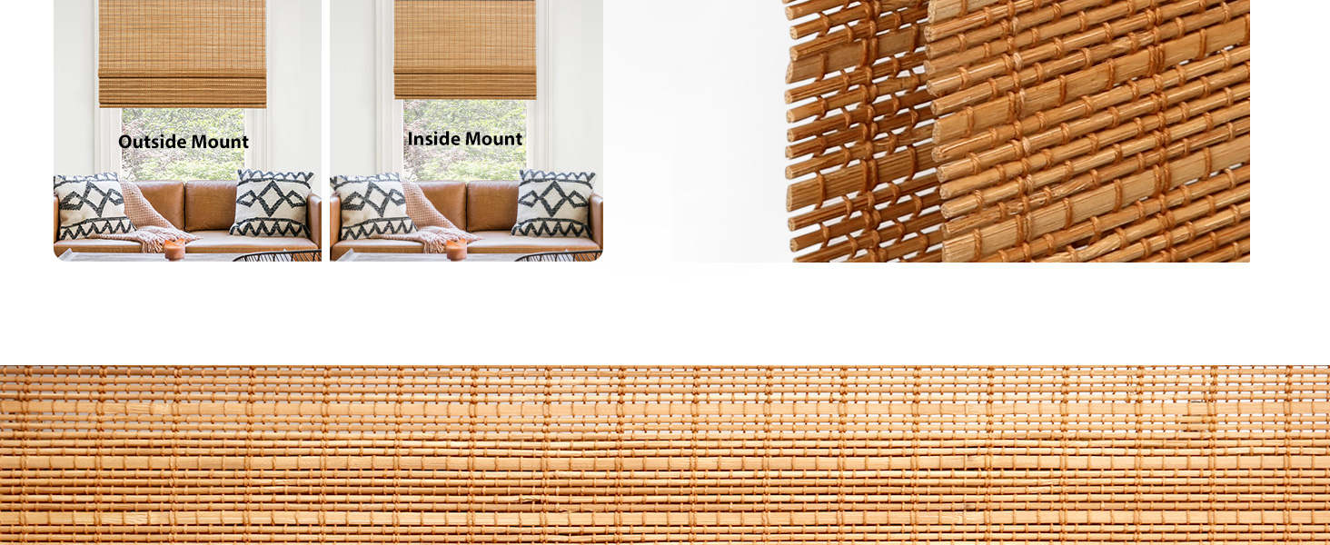 Amazon.com: LazBlinds Custom Cordless Bamboo Roman Shades, Light ...