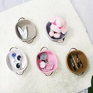 Amazon.com: ABenkle Small Storage Basket, Mini Baskets, Cute Rope Woven ...