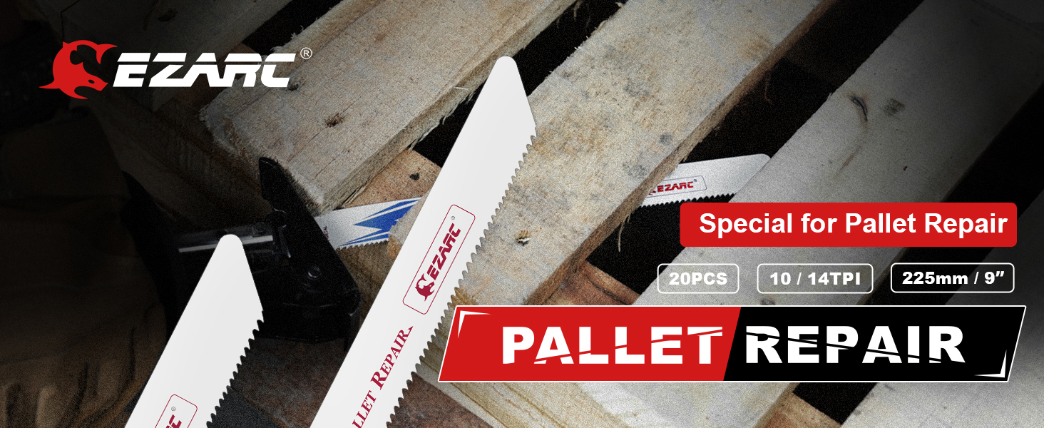 EZARC Reciprocating Saw Blade Special for Pallet Repair, 9-Inch Bi-Metal Reciprocating Blades ...