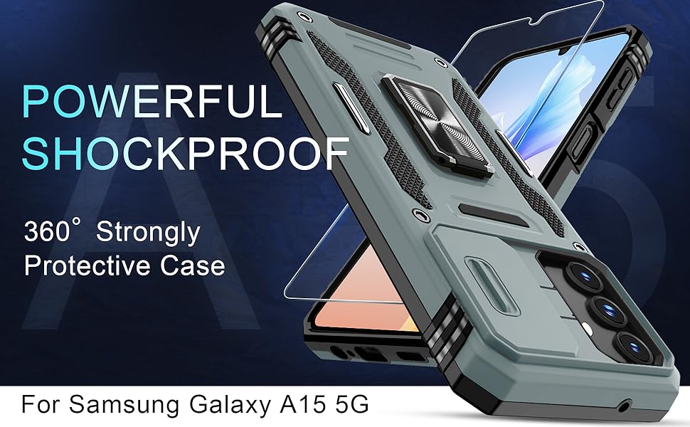 Amazon.com: DEERLAMN Case for Samsung Galaxy A15 5G with Slide Camera Cover+Screen Protector (1 ...