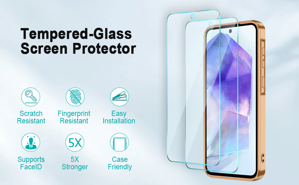 Amazon.com: Buoefivn for Samsung Galaxy A55 5G Case with Screen Protector, Plating Rose Gold ...