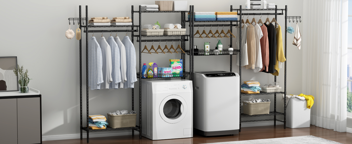 Amazon.com: Loomie Over The Washer and Dryer Storage Shelf, Laundry Room Organization Shelves, 5 ...