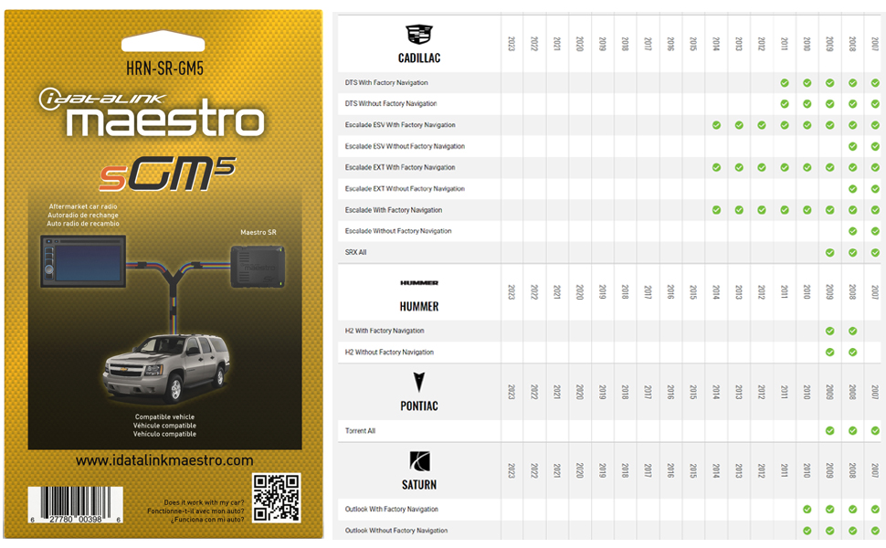 Amazon.com: Idatalink Maestro HRN-SR-GM5 T-Harness for Select GM Vehicles 2007-2016, Replace The ...