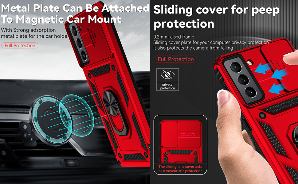 Amazon.com: KOBBRAN Military Grade Case for Samsung Galaxy S21 with Kickstand, Slide Camera ...