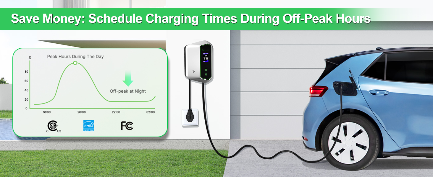 Amazon.com: ROCGO Level 2 EV Charger 48 Amp ev Chargers for Home Level 2 NEMA 14-50 Plug,Use ...