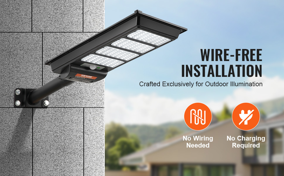 VEVOR 400W Solar Street Light, 800LM, LED Solar Flood Lights Outdoor with Infrared Remote ...