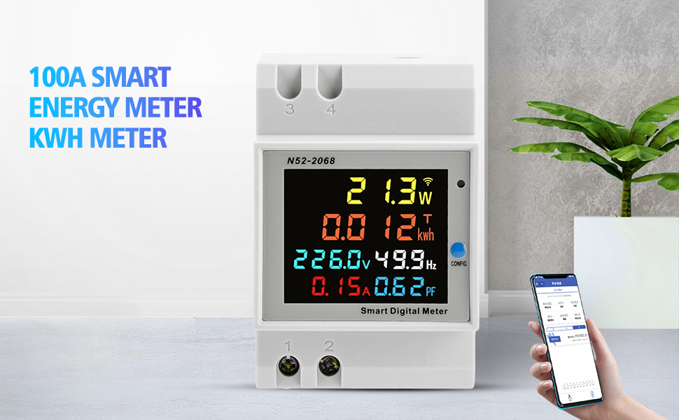 Diymore Einphasiger Stromzähler,AC40-300V 100A Smart Energy Meter KWh Meter,6 in 1 AC ...