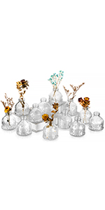 Amazon.de: Hewory Kleine Vase Glas Hochzeit Vasen Set: Vintage Blumenvase 5er Durchsichtig Deko ...