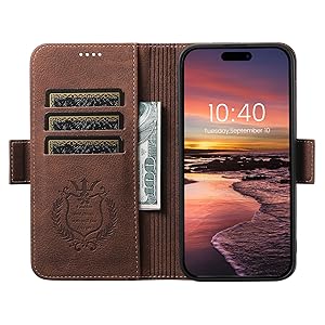 Amazon.com: SINIANL iPhone 16 Pro Max Wallet Case - MagSafe Compatible, Leather Folio Cover with ...