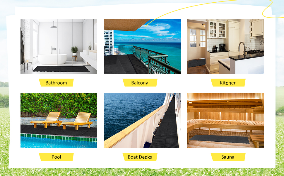 Amazon.com: Thyle 50 Pack Drainage Mats Interlocking Rubber Floor Tiles ...