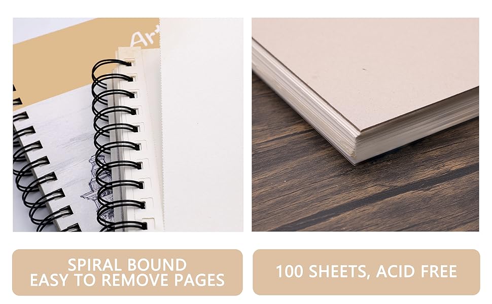 Artecho 9x12 Sketch Book, 100 Sheets (60 lb/90gsm), Spiral Bound, Art Supplies Sketch Pad ...