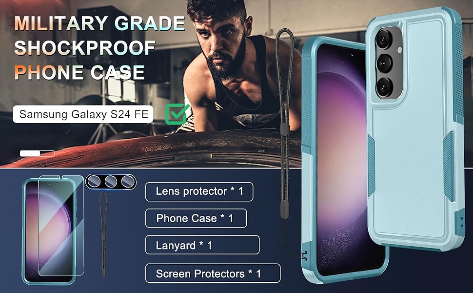 Amazon.com: RMOCR Case for Samsung Galaxy S24 FE, Full Body Heavy Duty Rugged Shockproof ...