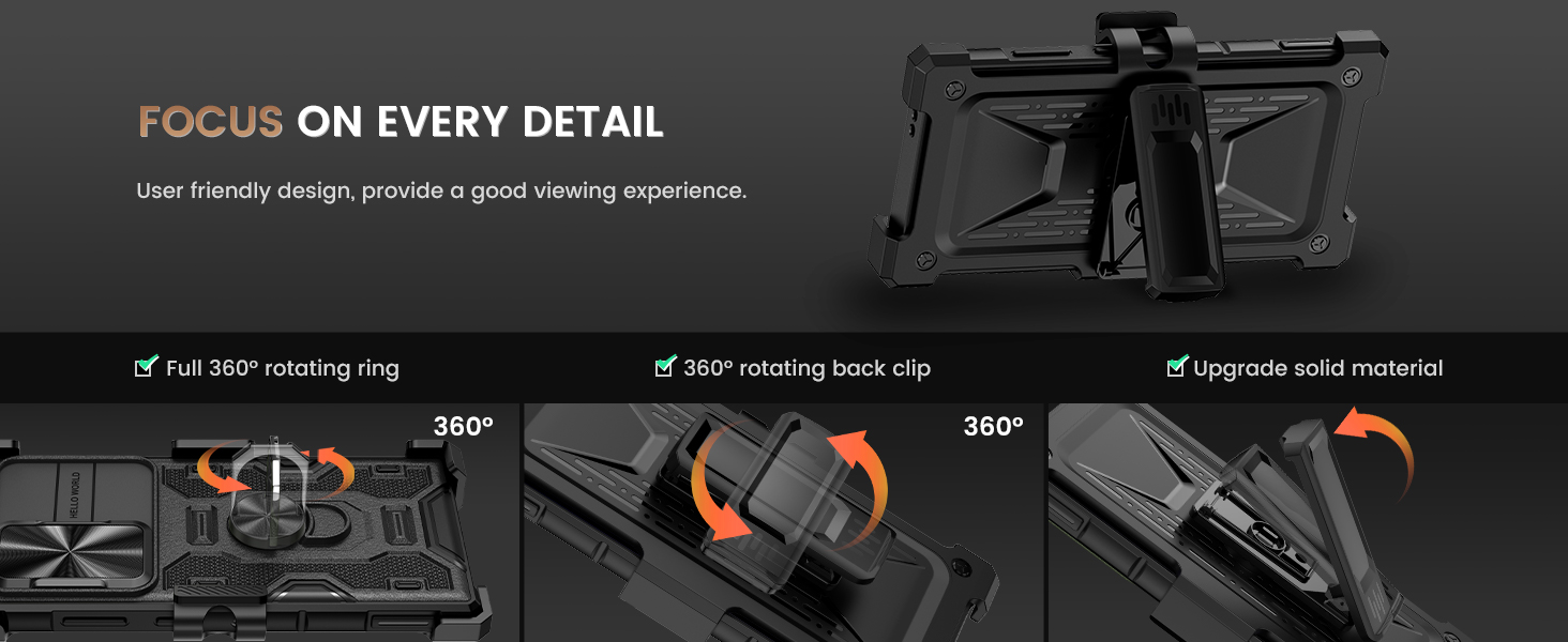 Amazon.com: Caka for Galaxy S24 Ultra Case with Belt Clip Holster & Stand & Slide Camera Cover ...