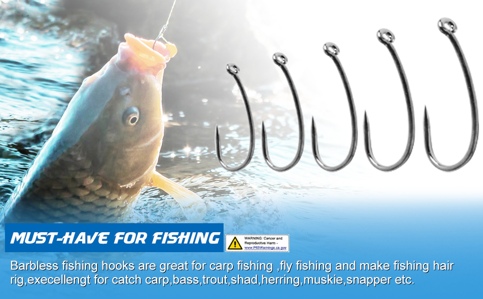 Amazon.com : FUSIGO Carp Fishing Hooks Barbless, 110pcs Crappie Hooks Trout Circle Curve Shank ...