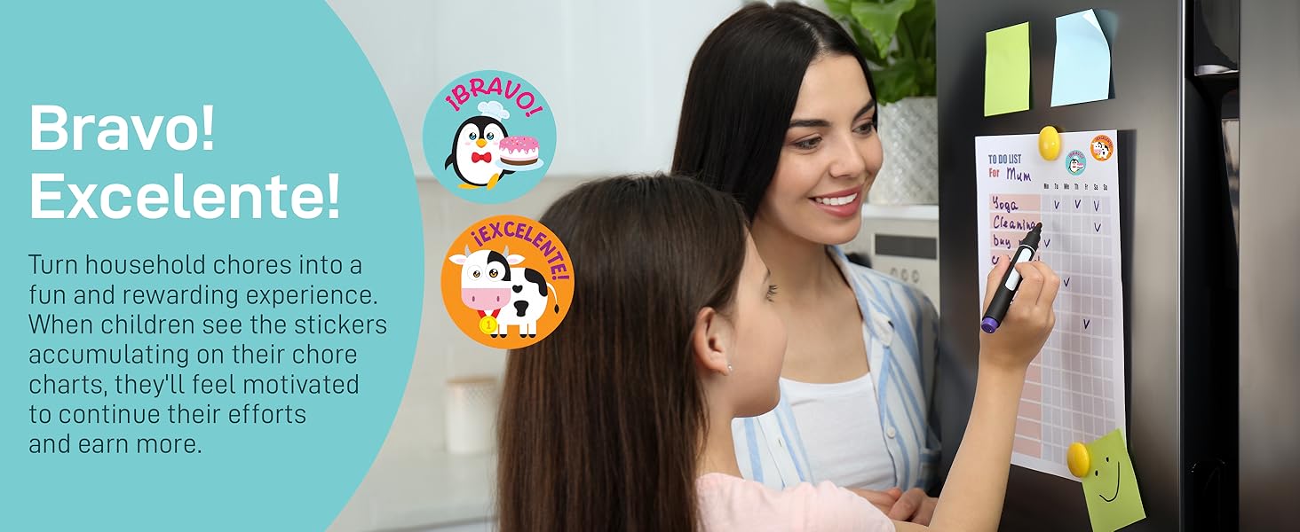 Amazon.com : S&O Spanish Stickers for Encouragement - Motivational Tags ...