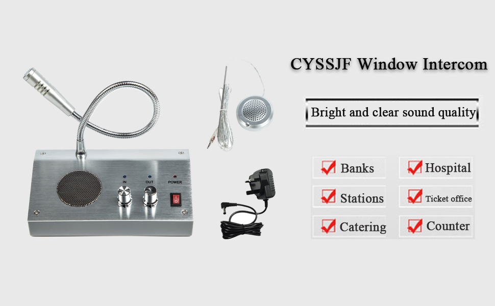 CYSSJF Window Intercom System | Counter Window Intercom Speaker Through Glass Communication, Two ...