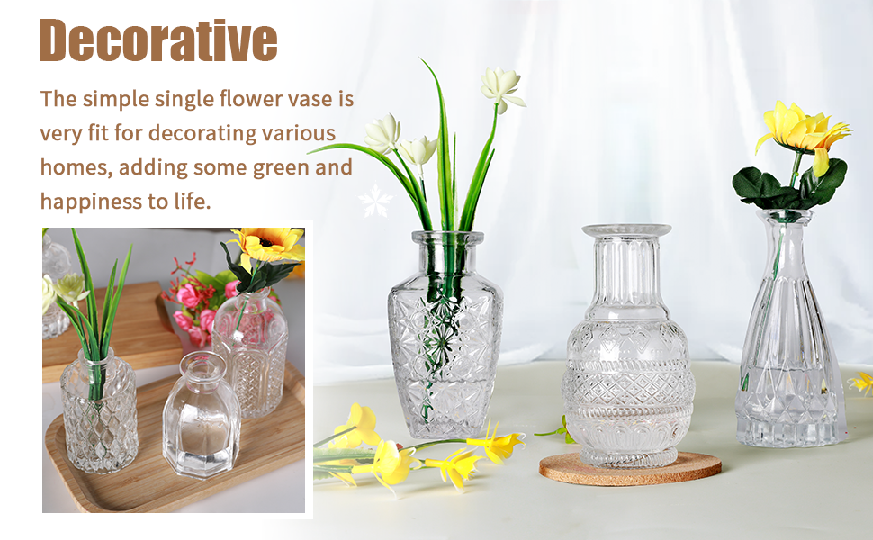 Amazon.de: Glasvase, Knospenvase, kleine Vintage-Blumenvase, kleine Vintage-Blumenvase für ...