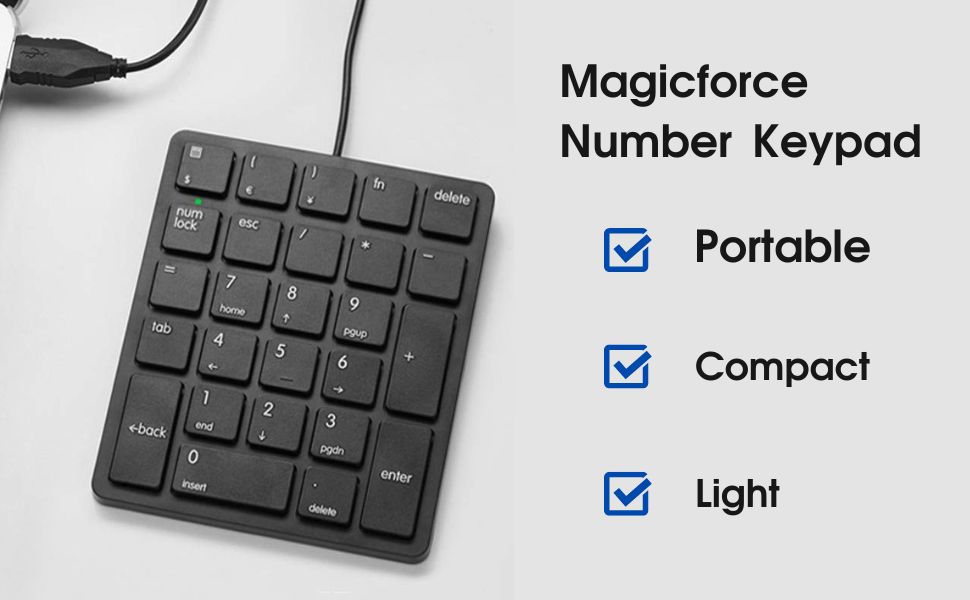 Amazon.com: Levieny Wired Numeric Keypad for Laptop 26 Keys USB Number ...