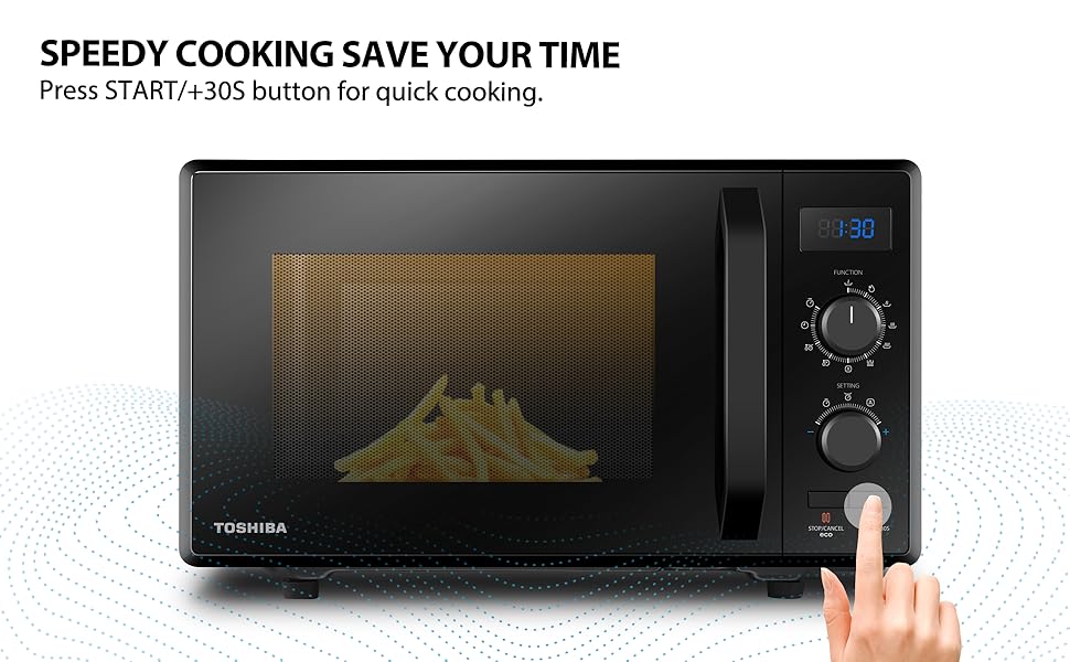 Toshiba 900w 23L Microwave Oven with 1050w Crispy Grill, Energy Saving Eco Function, 8 Auto ...