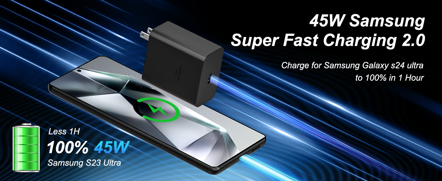 Amazon.com: Samsung 45W USB C Super Fast Charger, Type C Charger Fast Charging Wall Block - PD ...