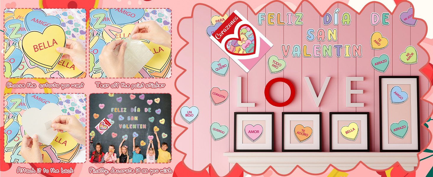 Amazon.com : CPicdn 126Pcs Valentine’s Day Conversation Heart Spanish ...