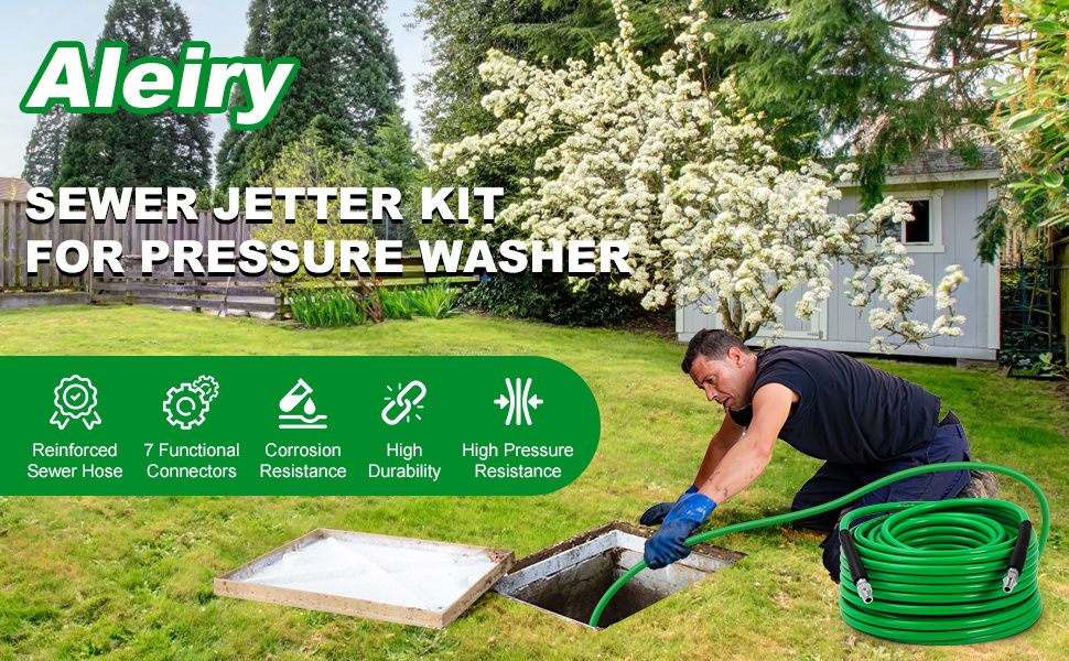 Amazon.com: Sewer Jetter Kit for Pressure Washer,Water Jet Drain Cleaning Hose with Corner ...
