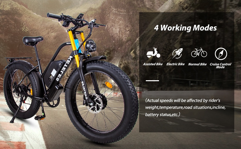 Amazon.com : KETELES Upgraded Electric-Bike 2000W-46Ah-35MPH Dual-Motor Dual-Battery Ebike ...