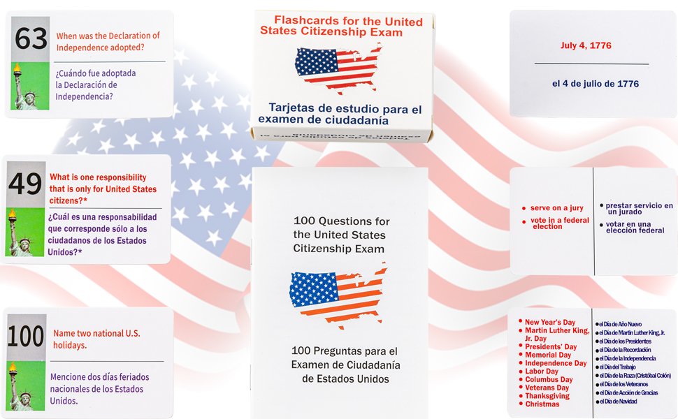 Amazon.com: US Civic Test Flash Card 2025-100 USCIS Citizenship Flash ...