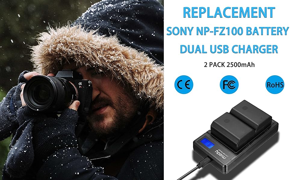 Amazon.com: Miady NP-FZ100 Replacement Battery and Dual LCD Charger Set Upgrade Model Compatible ...