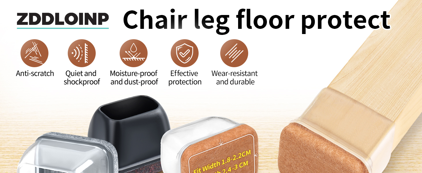16PCS Chair Leg Floor Protectors, Rectangle Chair Leg Protection Caps, Small Clear Silicone ...
