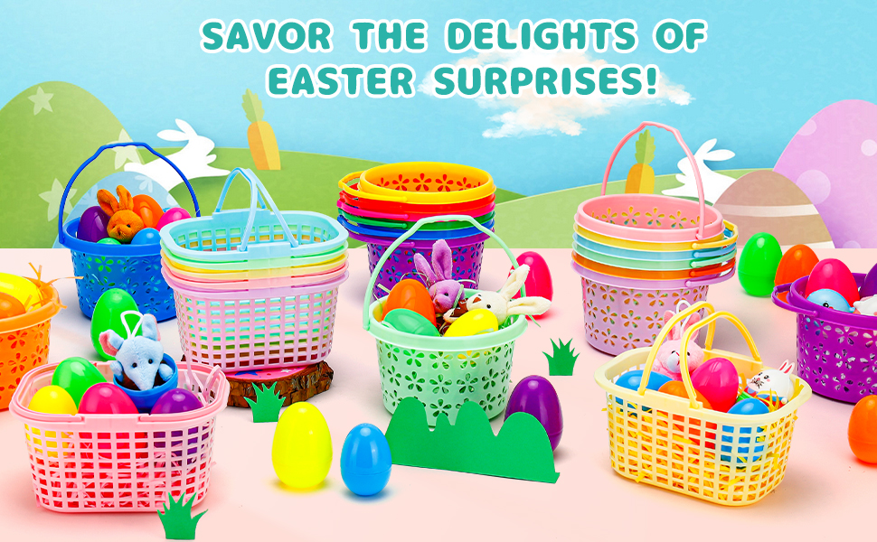 Amazon.com: 12 Pack Easter Baskets for Kids, 8.6" Plastic Easter Bags ...