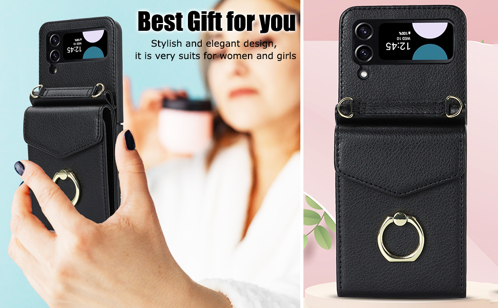 Amazon.com: YQODSZ for Samsung Galaxy Z Flip 4 Wallet Case with Card Holder, [RFID Blocking ...