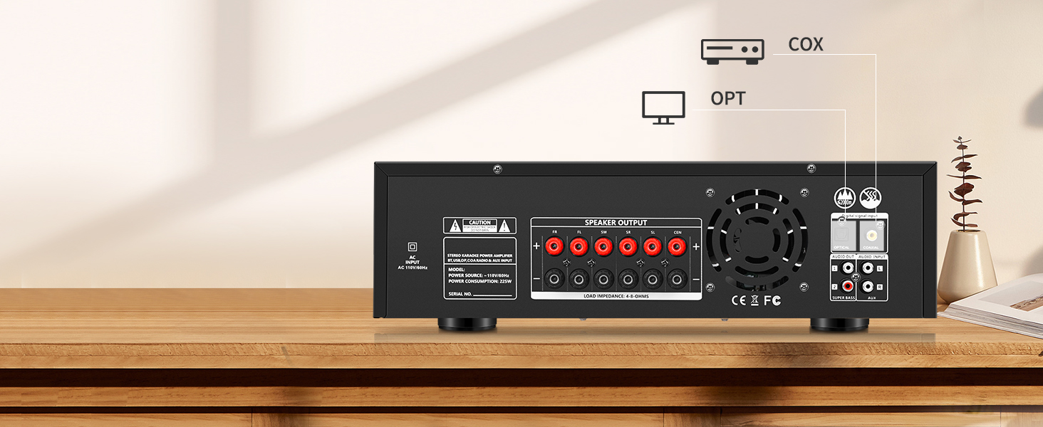 Daakro AV-735A - Receptor estéreo de cine en casa de 600 W, 5.1 canales, sistema de amplificador ...