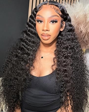 Amazon.com : 30 Inch Deep Wave Lace Front Wigs Human Hair 13x6 HD Lace Front Wigs Pre Plcked ...