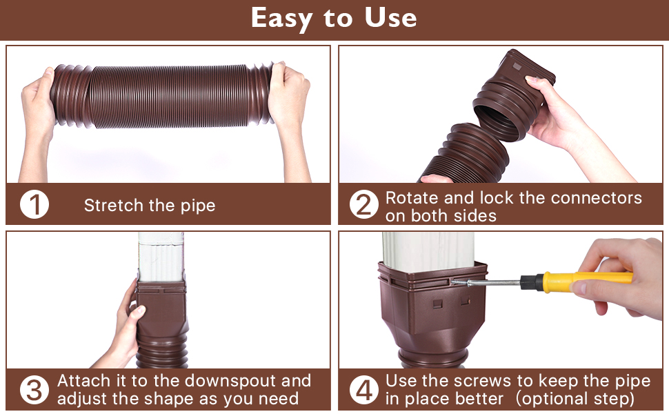 POBOMVOM Rain Gutter Downspout Extensions, 21"-60" Flexible Drain ...