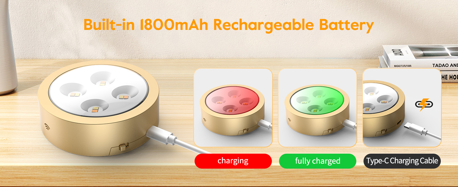 Brightown 3-Pack Picture Lights for Wall,Rechargeable Battery Operated ...