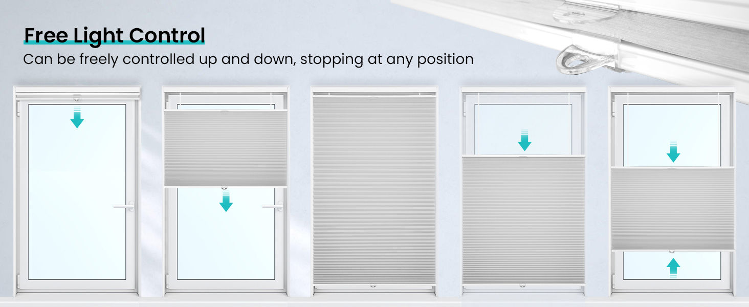 Amazon.com: Grandekor Top Down Bottom Up Cordless Cellular Shades, Cordless Honeycomb Pleated ...