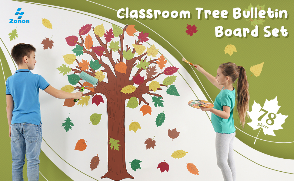 Amazon.com : 78 Pieces Classroom Tree Bulletin Board Set Autumn ...