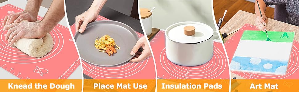 Amazon.com: Silicone Pastry Mat for Baking, Dough Rolling Mat Non Stick ...