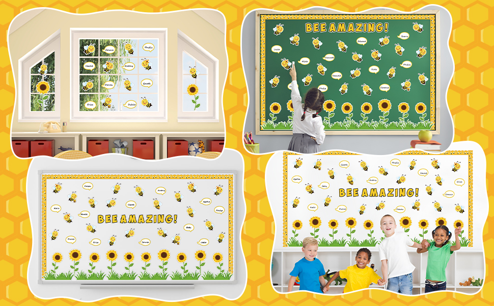 Amazon.com: AsodSway Summer Bee Bulletin Board Cutouts Classroom ...