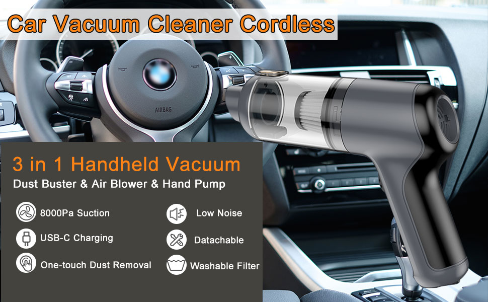 Amazon.de: CHOLANG Handstaubsauger Akku,120W 3 in 1 Mini-Autostaubsauger Geräuscharm mit One ...