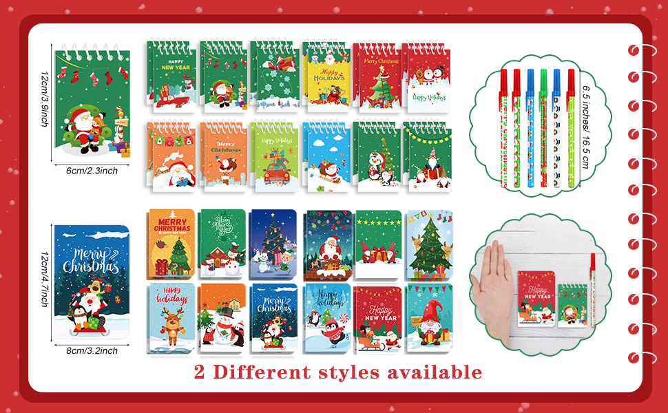 Amazon.com : 48 Pcs Christmas Mini Notepads with Pens Xmas Vintage ...