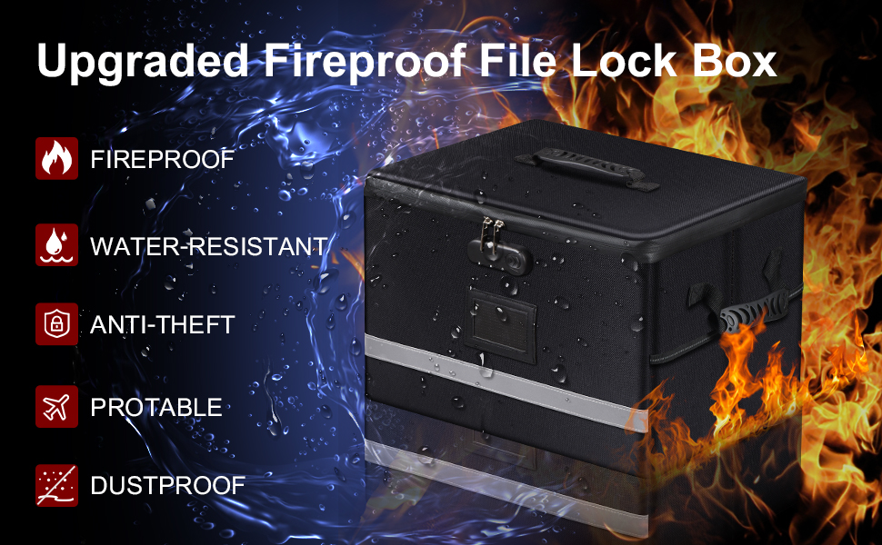 Amazon.com: Fireproof Document Box with Built-In Organizer - Secure Fireproof Lock Box for ...