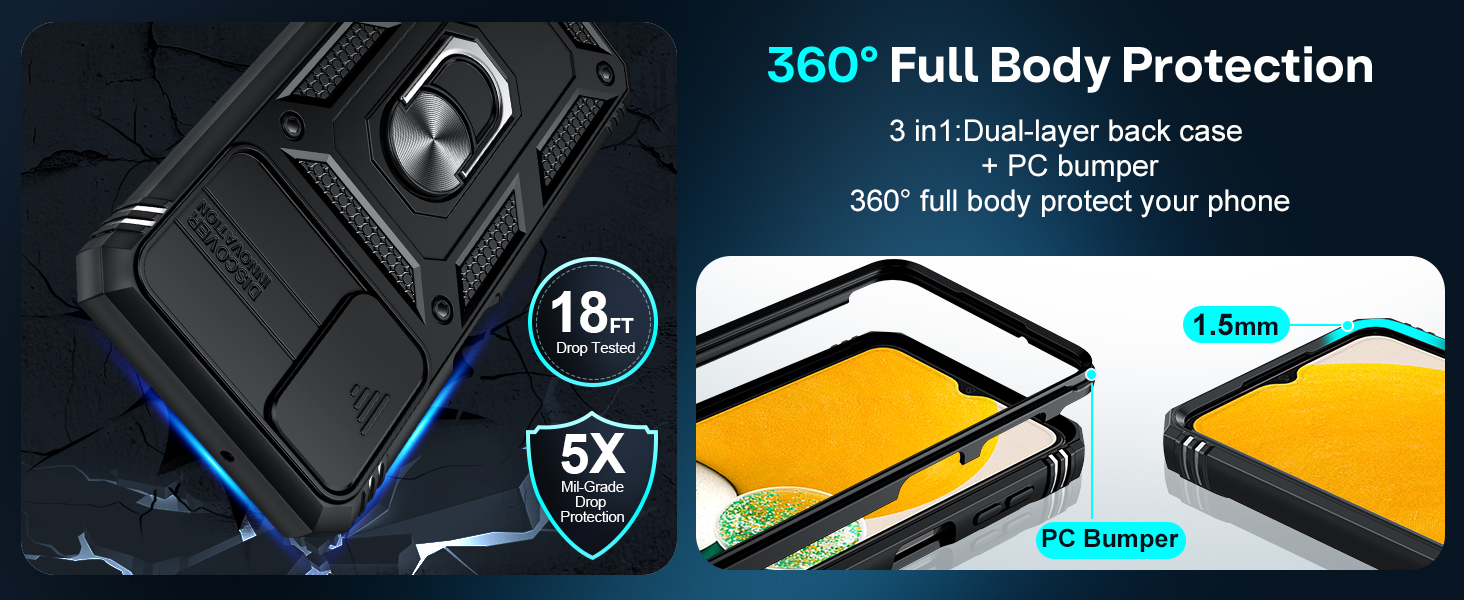 Amazon.com: LeYi Compatible for Samsung Galaxy-A13-5G Phone Case: A04s Case with Slide Camera ...