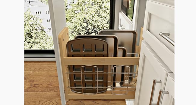 Amazon.com: Sikarou 11 * 22 in Pull Out Wooden Bakeware Organizer Shelf ...