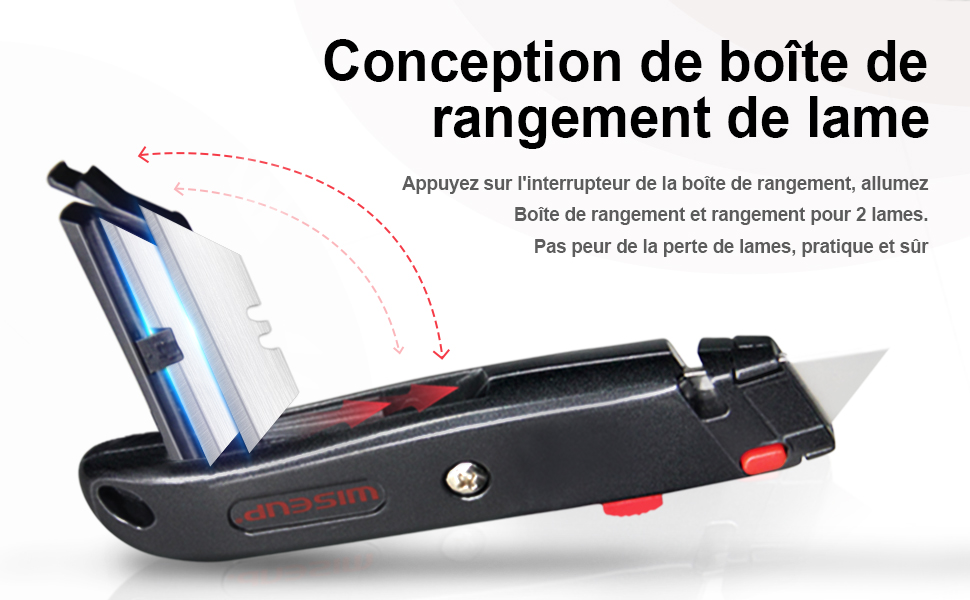 WISEUP Cutter, SK5 Cutter Professionnel, Portable couteau retractable, cutters Avec mécanisme de ...