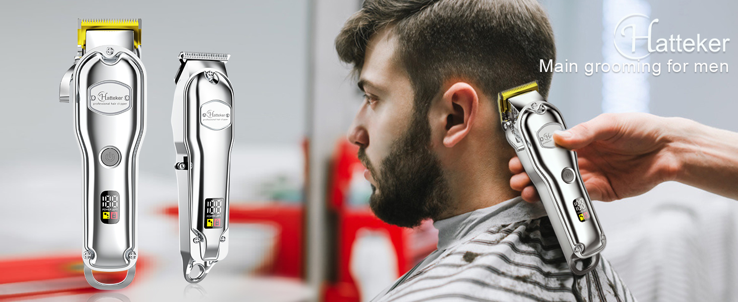 Hatteker Hair Clipper for Men IPX7 Waterproof Cordless Barber Clipper for Hair Cutting Kit with ...